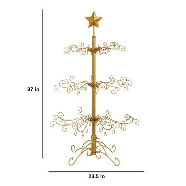 Wrought Iron Christmas Tree Ornament Display w/ Easy Assembly, Stand ...