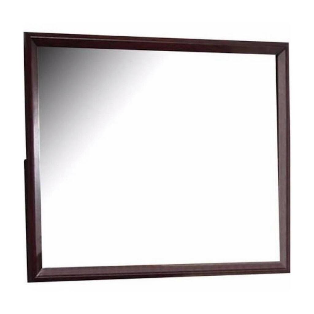 45 Inch Rectangular Wood Frame Mirror, Dark Brown - Overstock - 31959797