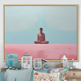 Designart "Pink Teal Meditation Harmony Of Mind" Spiritual Framed ...