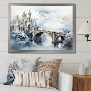 Designart "White Bridge Ethereal Passage" Architecture Framed Wall Art ...