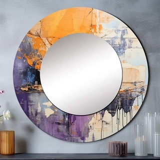Designart "Collage Impressions V" Abstract Collages Round Mirror ...