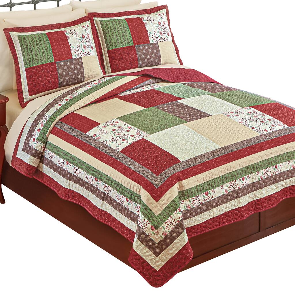Striped Border Patchwork Reversible Quilt - Overstock - 36715692