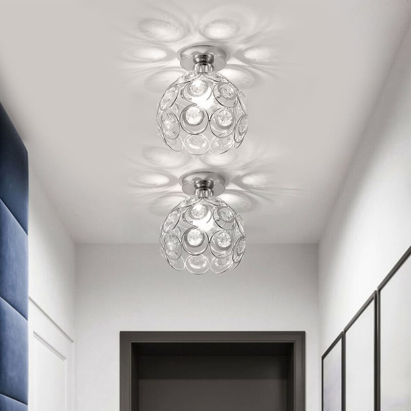 YANSUN Modern Silver Semi Flush Mount Ceiling Light Fixture Unique ...
