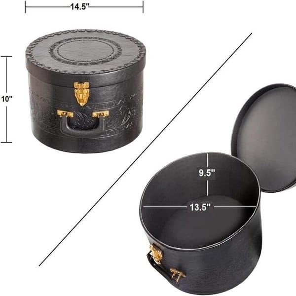 Creative Scents Cowboy Round Hat Box Storage With Gold Locking Lid - On ...