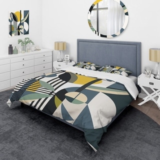 Designart "Vintage Mid-century Graphics I" Blue Mid-Century - Bedding ...