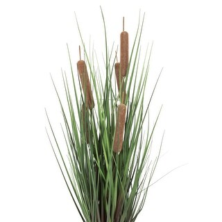 Vickerman 24" Artificial Potted Green Straight Grass and Cattails ...