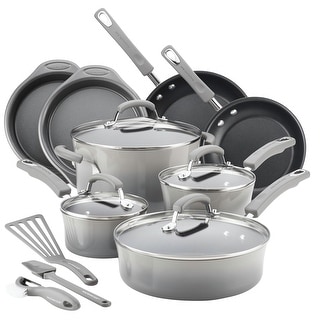 15-Piece Hard Enamel Aluminum Nonstick Cookware Set - Bed Bath & Beyond ...