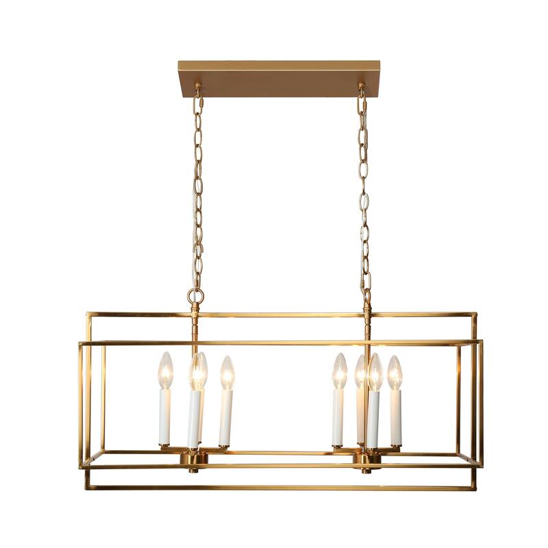 Modern 8-Light Gold Linear Chandelier Island Lights for Kitchen Island ...