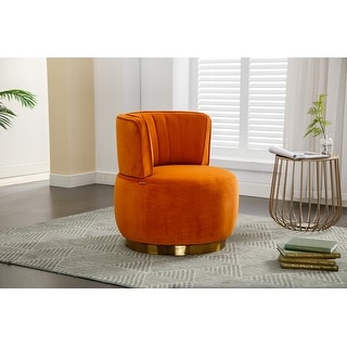 Swivel Cuddle Barrel Accent Sofa Chair Fluffy Velvet Armchair, Orange ...