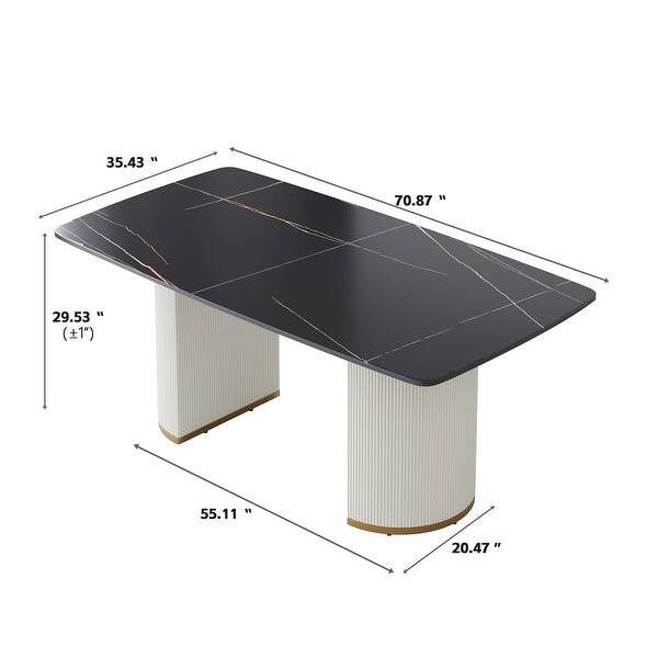 Modern Rectangle Marble Dining Table for 6, 71"Marble Sintered Stone ...