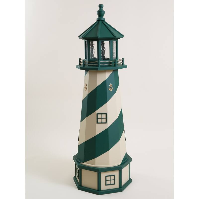 Deluxe Hybrid Poly and Wood Lighthouse with Solar Light - Overstock ...