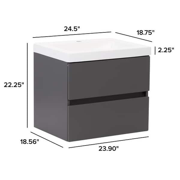 Spring Mill Cabinets Innes 24.5" 2-Drawer Floating Bathroom Vanity With ...