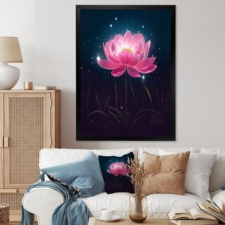 Designart "Pink Lotus Divine Resilience Ii" Floral Lotus Framed Canvas ...