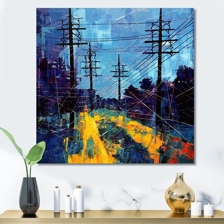 Designart "Indigo Intersection Power Lines Art" Power Lines Wall Art ...