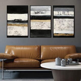 Omit 24x36 Hand Painted Landscapes with Black Frame, Set of 3 - Bed ...