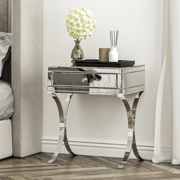 metal bedside table silver