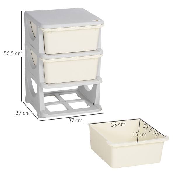 Qaba Kids Storage Unit Dresser Tower with Drawers 3 Tier Chest Toy ...