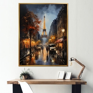 Designart "Eiffel Tower Boulevards Of Paris " France Framed Canvas ...