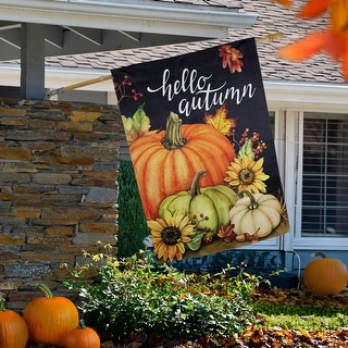 Pumpkins and Sunflowers Hello Autumn Outdoor Fall Harvest House Flag ...