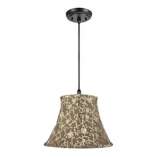 Aspen Creative 1-Light Fabric Lamp Shade Hanging Pendant, Brown & Gold - OIL RUBBED BRONZE - OIL ...