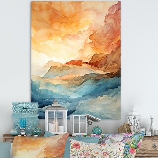 Designart "Bold Sunset Coastal Horizon" Sunrisesunset Wall Art - Bed ...