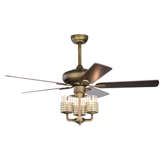 52inch Metal 3 Lights Ceiling Fan with 5 Wood Blades, Two-color fan ...