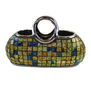 Decorative Ceramic & Glass Purse Floral Vase, 11.5" x 5.5" x 7.5"(H ...