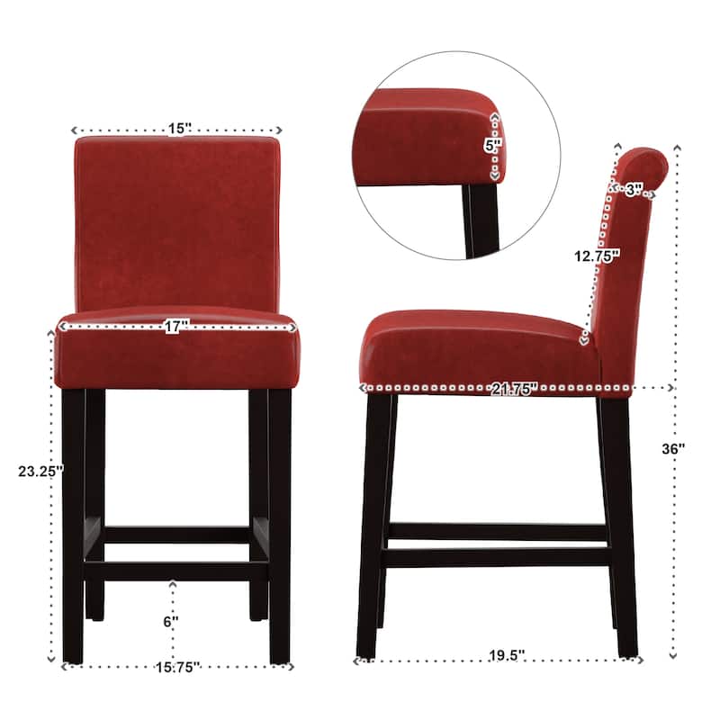 Bennett Red Faux Leather High Back Bar Stools (Set of 2) by iNSPIRE Q ...