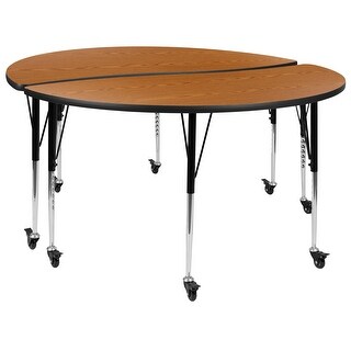 2 Piece 60" Oak Thermal Laminate Adjustable Activity Table Set - 60"W x ...