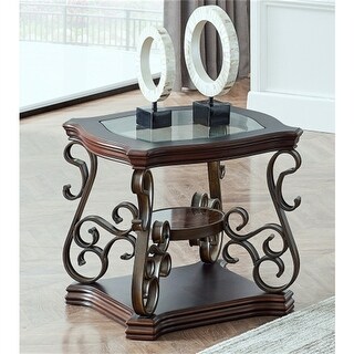 End table, Glass table top, MDF W/marble paper middle shelf - Bed Bath ...