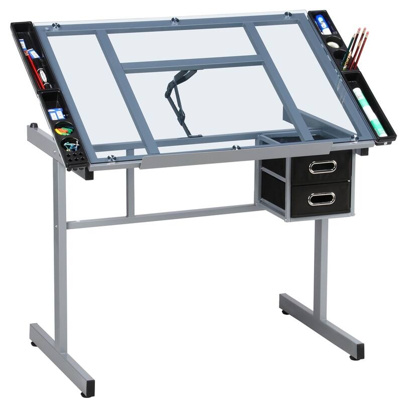 Yaheetech Rolling Drafting Art Table,Adjustable Height - Overstock ...