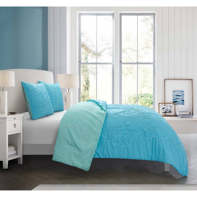 Heritage Kids Flowers and Waves Tufted Embroidery Kids Comforter Set ...