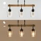 Zarbel Modern Farmhouse Glass Linear Chandelier Rustic 3-Light Black ...