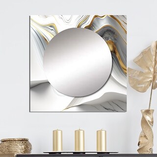 Designart "Abstract Geode Waves Grey V" Modern Wall Mirror - Abstract ...