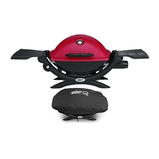 Weber Q 1200 Liquid Propane Grill (Red) with Grill Cover - Bed Bath ...