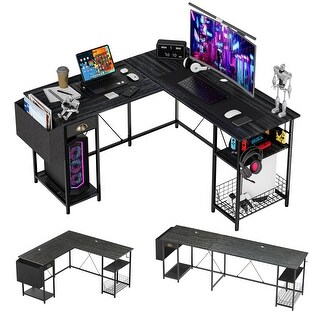 Large L-Shaped Computer Desk w/ Storage Shelves Drawer, Home Office ...