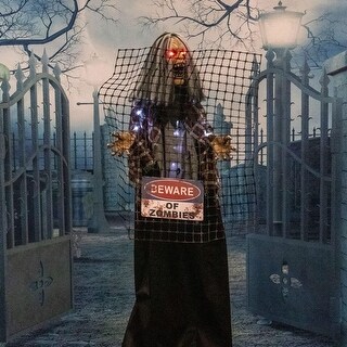Halloween Life-Size Scary Zombie with Touch Activated Lights and Sound ...