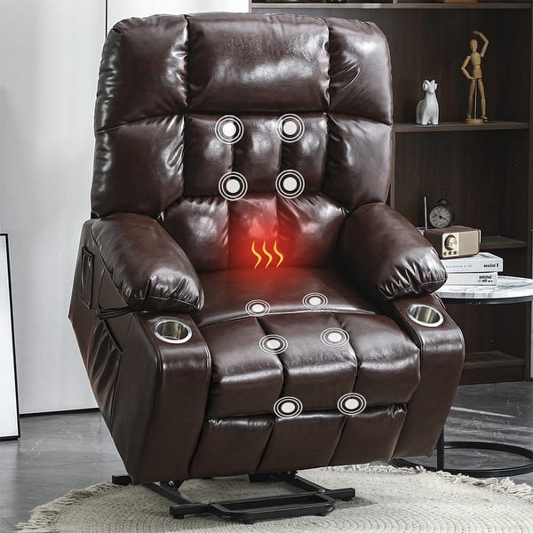 Oversized Velvet Dual OKIN Motors Power Lift Recliner with Heating and ...