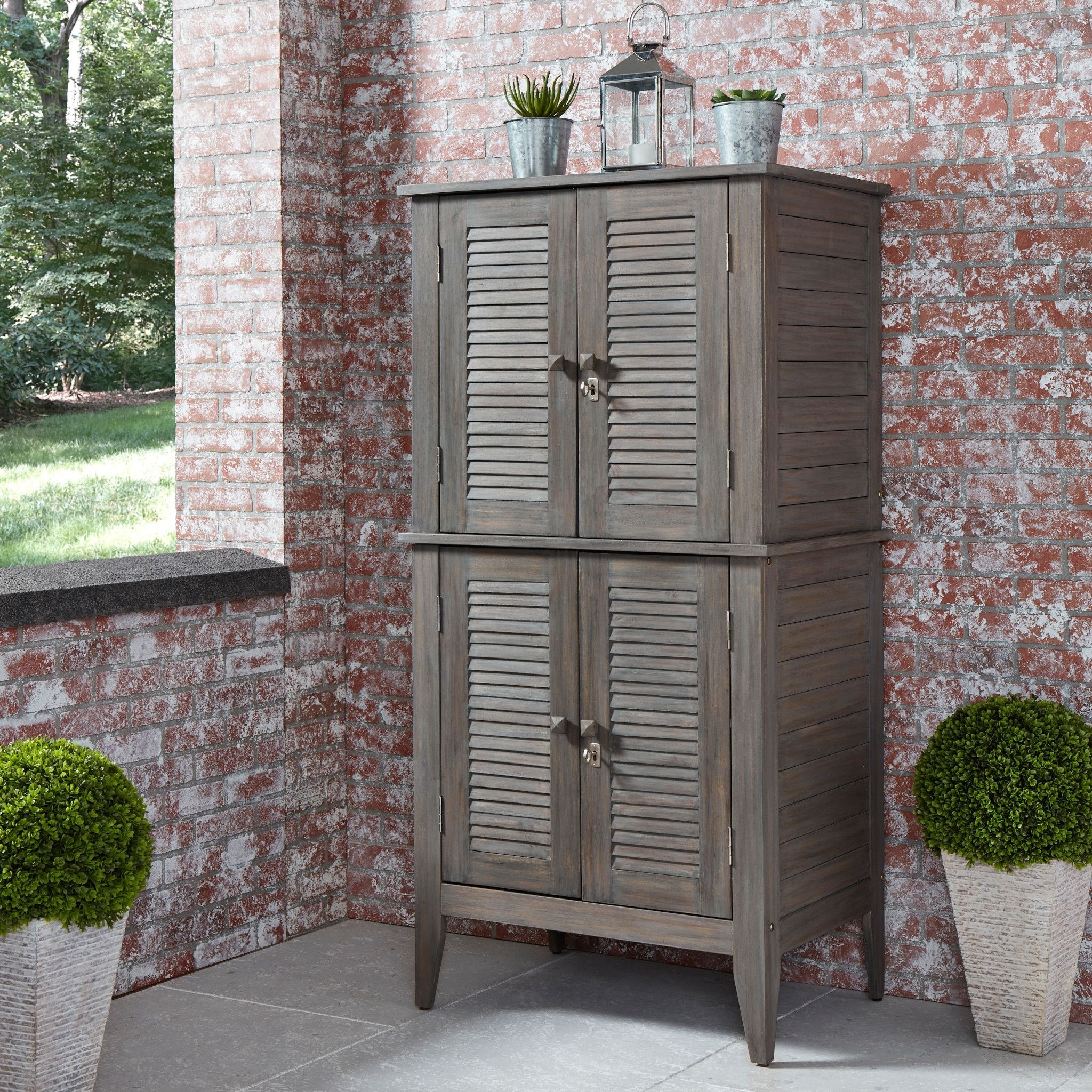 Homestyles Maho Brown Wood Outdoor Storage Cabinet - On Sale - Bed Bath ...