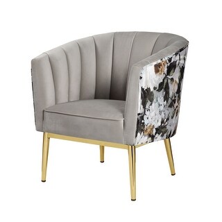Bucket Shape Velvet Accent Chair Lounge Chair with Crushed Pattern for ...