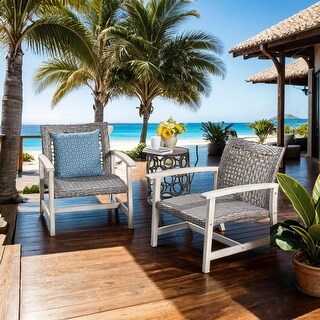 Stylish 2-Piece Wicker Club Chairs Set with Thick Cushions, All-Weather ...