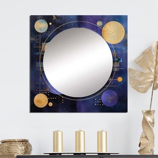 Designart "Purple Yellow Galactic Universe" Comets Wall Mirror ...