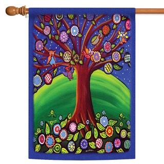 Ornate Owls and Flowers Outdoor House Flag 40" x 28" - Bed Bath ...