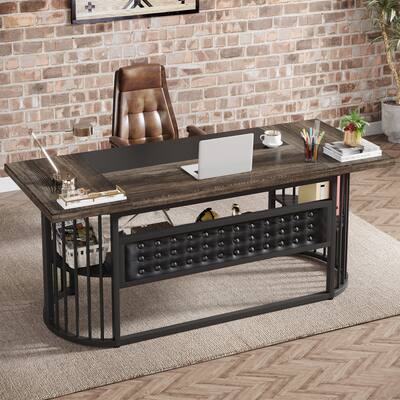 63 inches Executive Desk Large Computer Desk with Bottom Storage ...