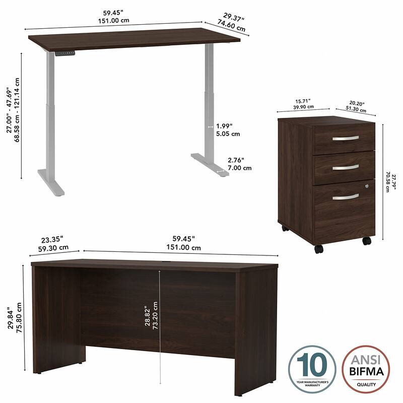 Studio C 3-piece Adjustable Desk and File Cabinet Set - Overstock ...