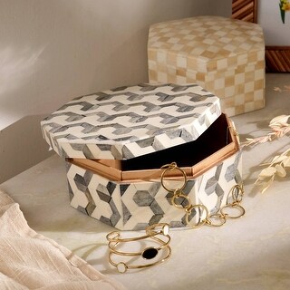 U Pattern Hexagon Bone & MDF Box -Modern Decorative Storage Solution-7 ...