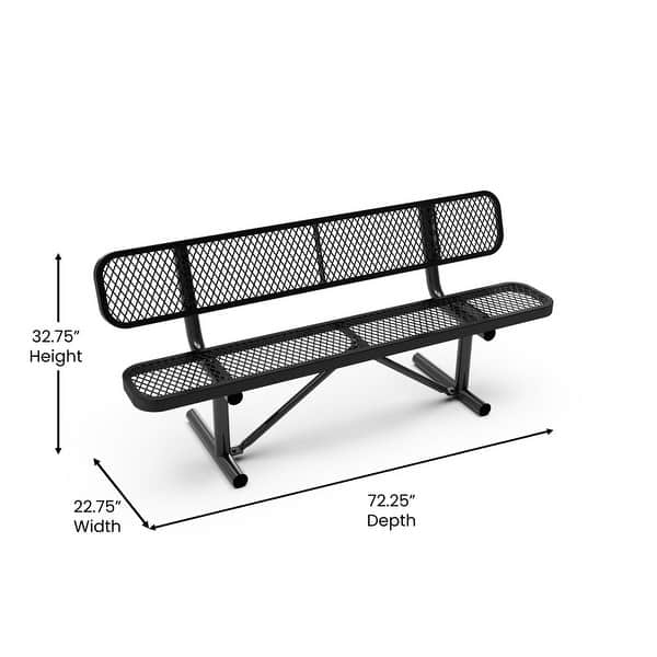 Commercial Grade Expanded Mesh Metal Outdoor Bench with Backrest - Bed ...