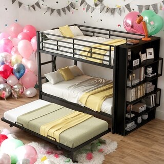 Twin Size Bunk Bed with Bookshelf and Trundle for Home - Bed Bath ...