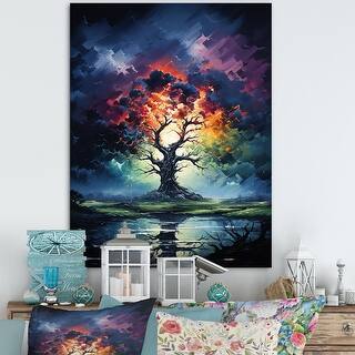 Designart "Blue Red Oak Tree Oak Symphony IV" Tree Oak Canvas Print ...