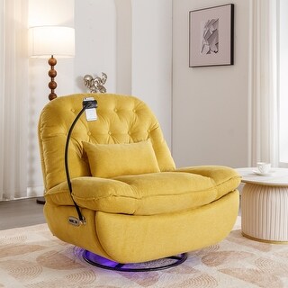 Yellow Swivel Rocking Chair Power Recliner with Bluetooth Music Player ...